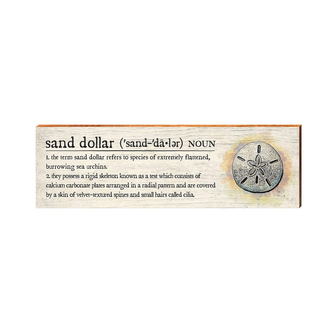 Sand Dollar Definition Wooden Sign | Wall Art Print on Real Wood ...