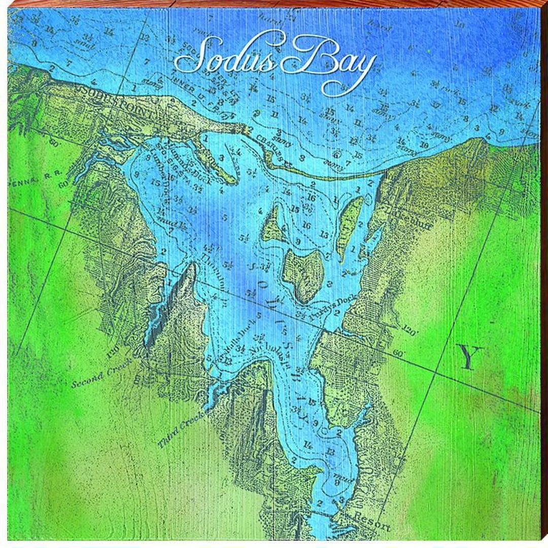 Sodus Bay Map Home Decor Art Print on Real Wood - Etsy