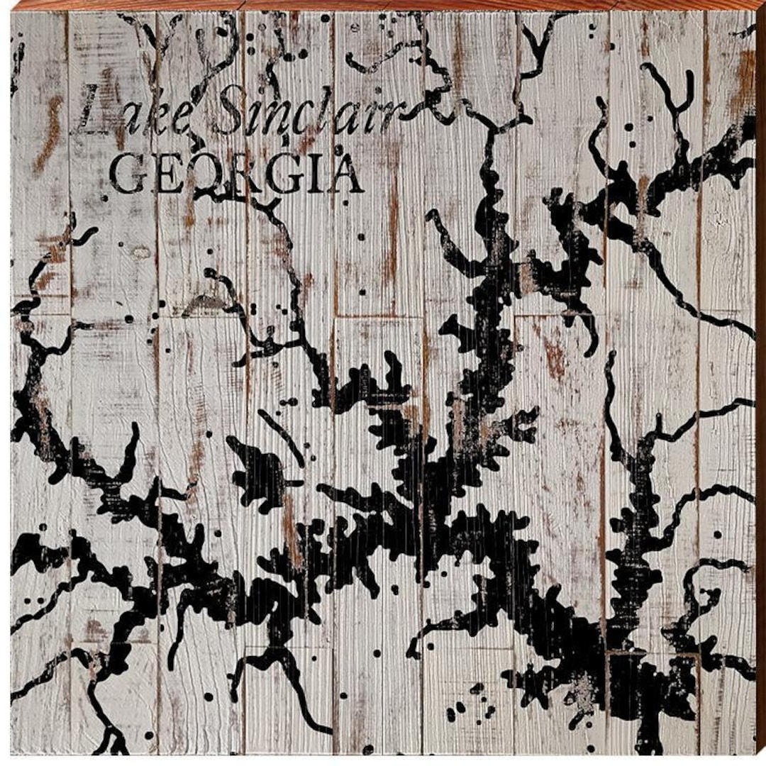 Lake Sinclair, Georgia Map Wall Art Print on Real Wood - Etsy