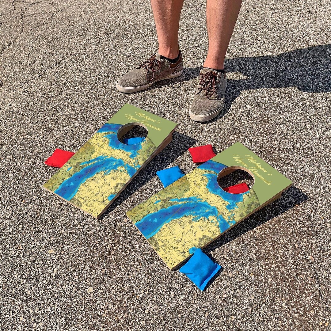 Michigans's Upper Peninsula Map Fun Size Mini Cornhole Game Title ...