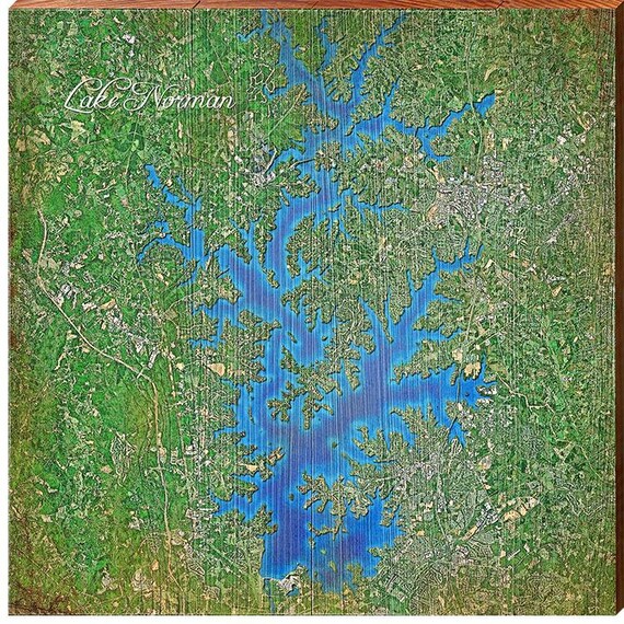 Lake Norman Map Home Decor Art Print on Real Wood - Etsy