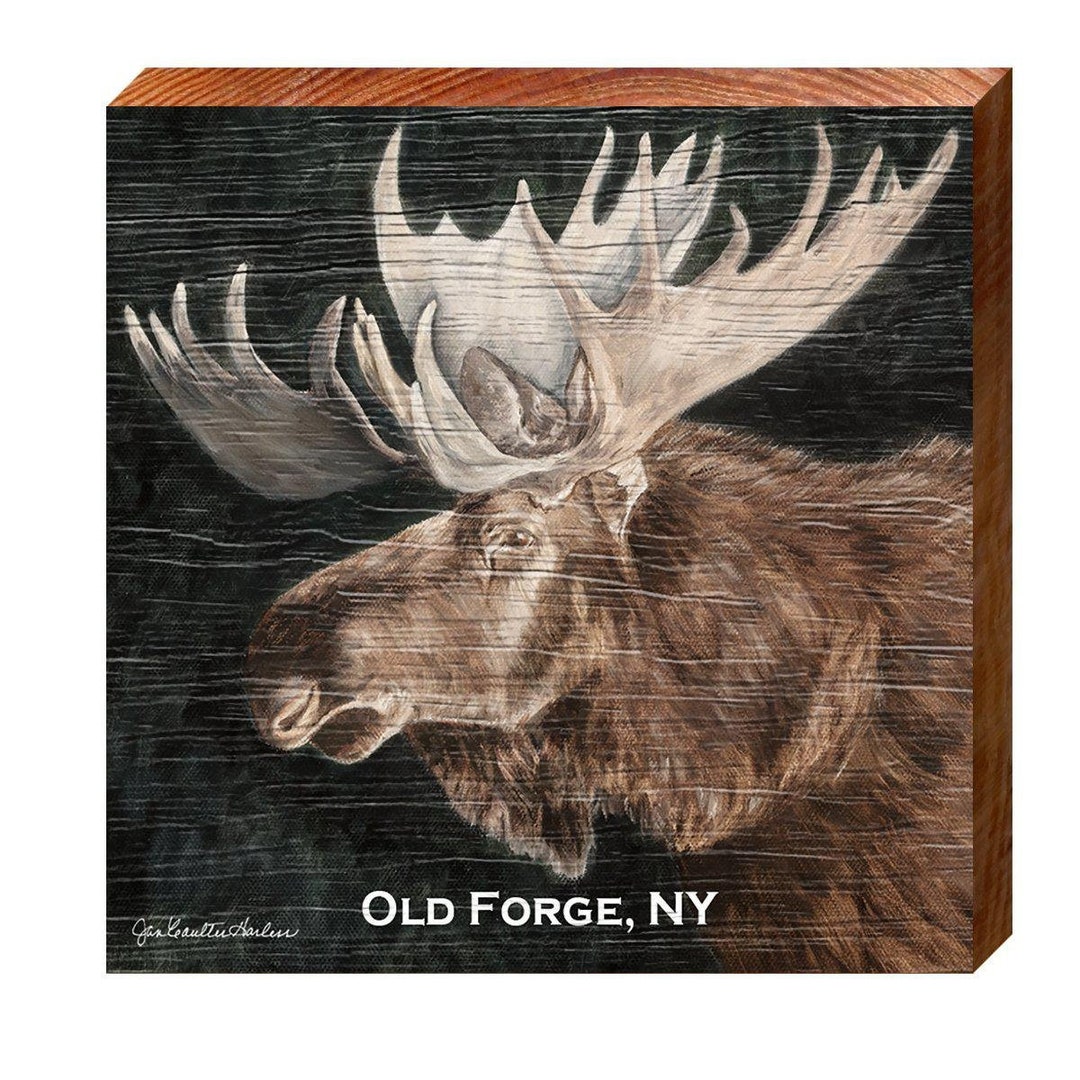 Old Forge, NY Jan Harless' Moose Wall Art Print on Real Wood - Etsy