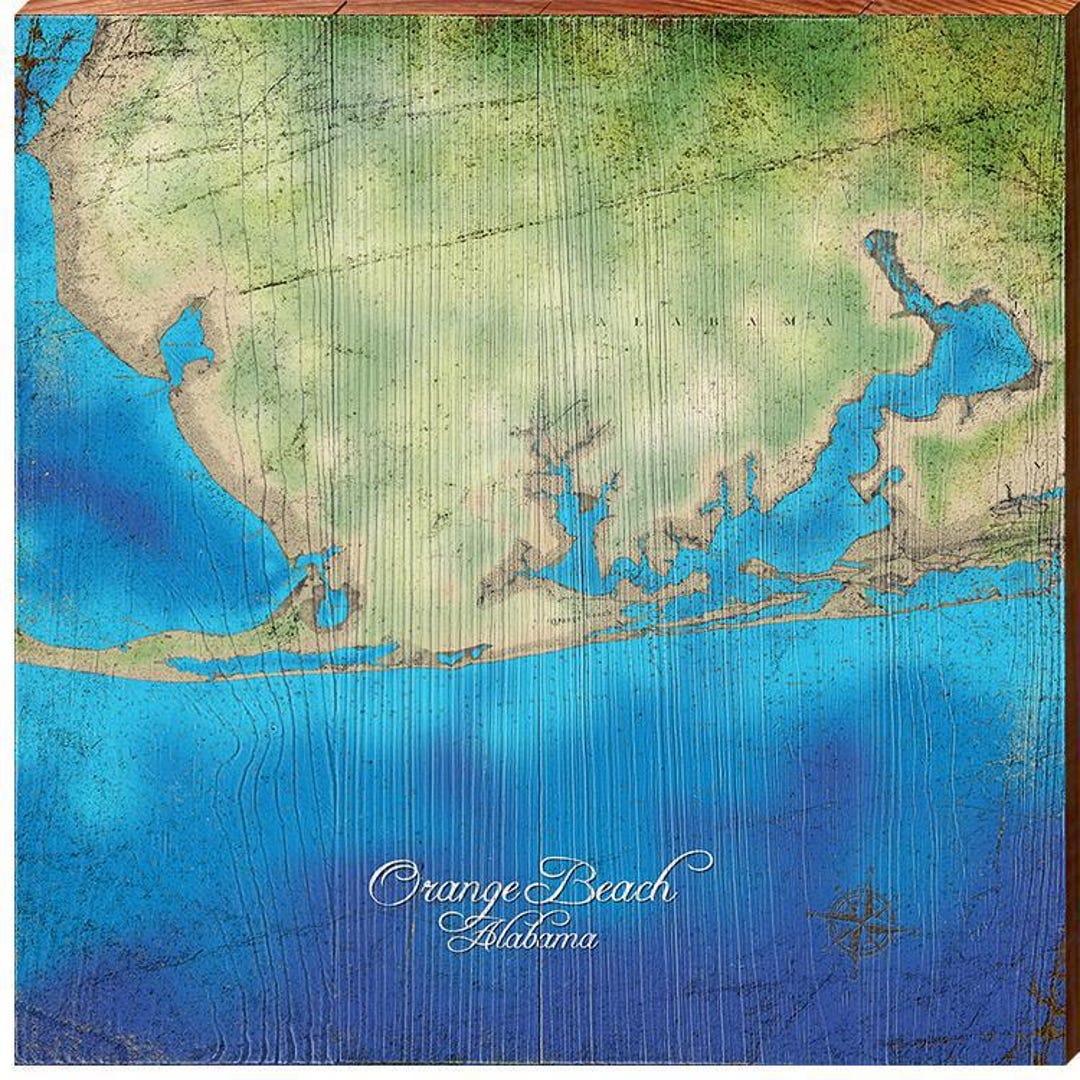 Orange Beach, Alabama Topographical Map Wall Art | Wall Art Print on ...
