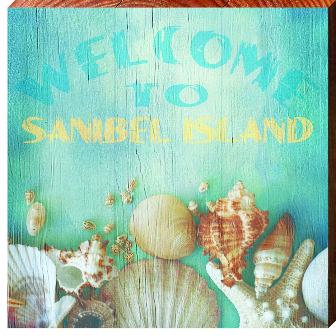 Welcome to Sanibel Island Sea Shells Wall Art Print on Real Wood - Etsy
