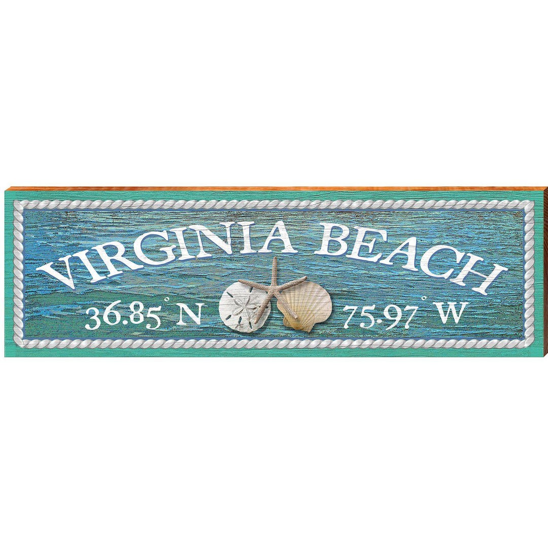 Virginia Beach, Virginia Wooden Latitude Longitude Seashell Sign | Wall ...