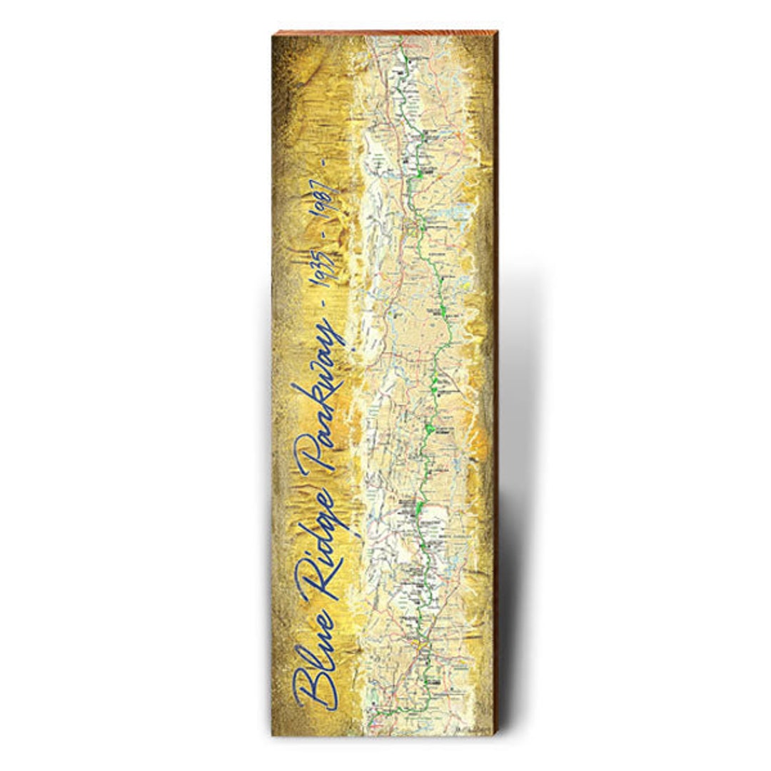 Blue Ridge Parkway Map Wall Art Wall Art Print on Real Wood - Etsy