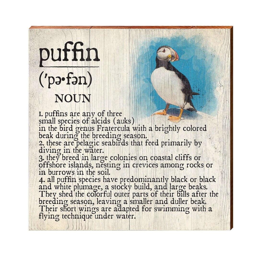 Puffin Definition Wooden Sign Wall Art Print on Real Wood - Etsy