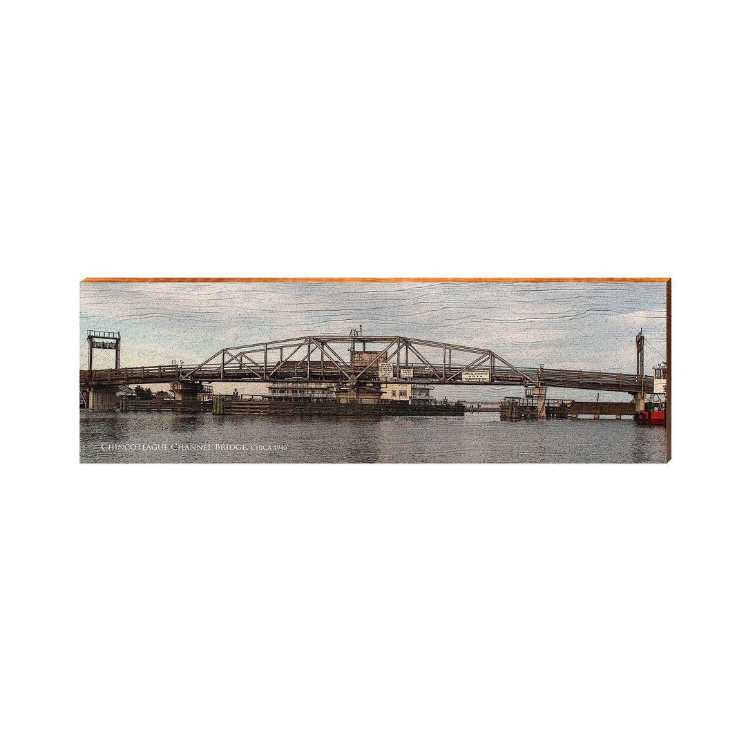 Chincoteague Channel Bridge | Wall Art Print on Real Wood - Etsy