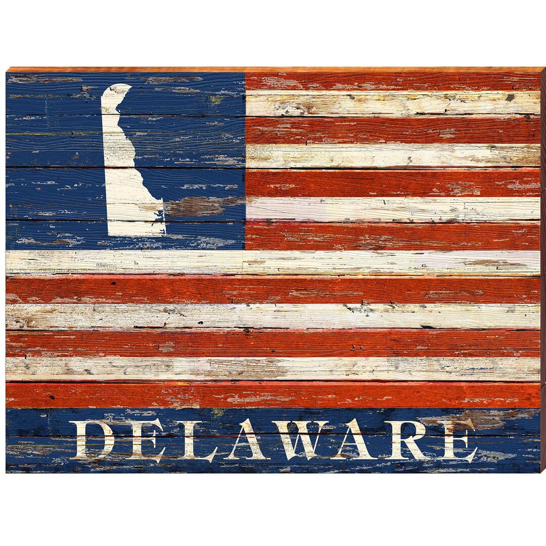 Delaware American Flag | Wall Art Print on Real Wood - Etsy
