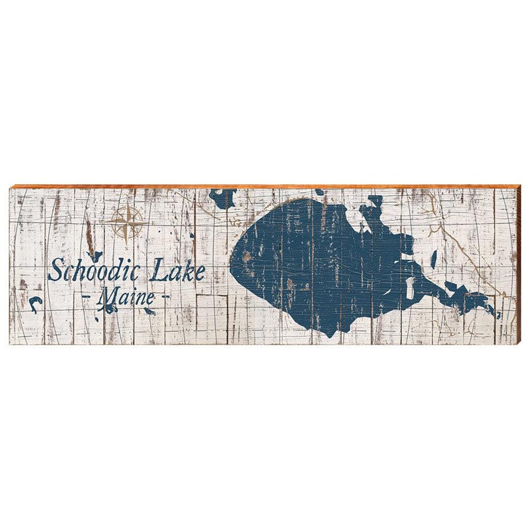 Schoodic Lake, Maine Navy & White Shabby Styled Map Wall Art | Wall Art ...