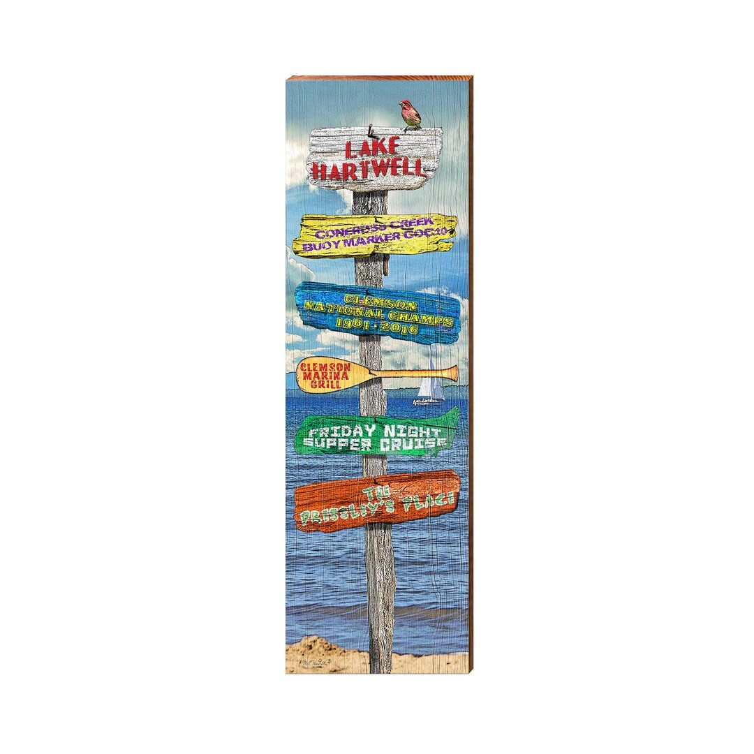 Lake Hartwell Lake Directional | Real Wood Art Print - Etsy