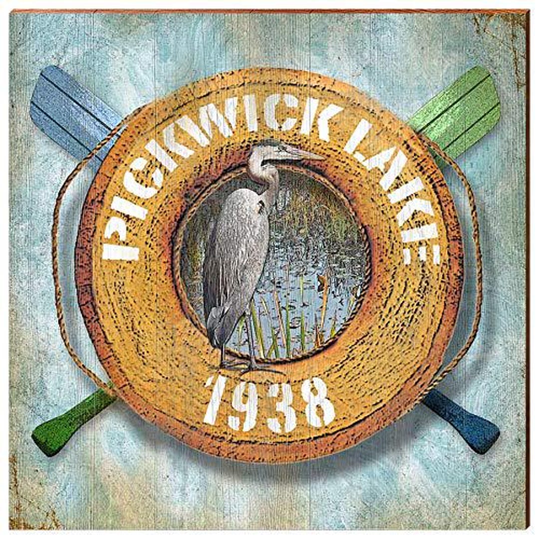Pickwick Life Preserver Heron Home Decor Art Print on Real Wood - Etsy