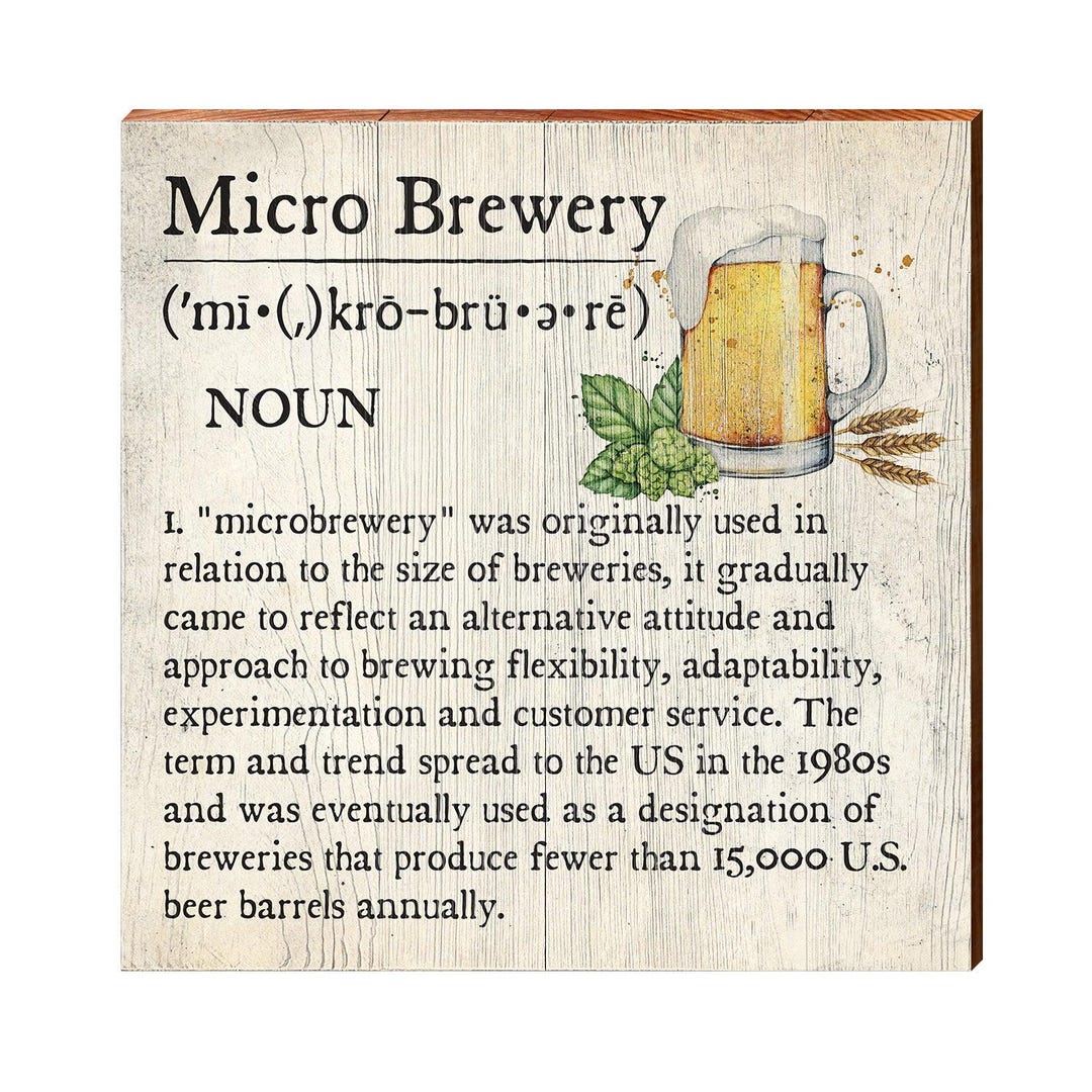 Micro Brewery Definition Wooden Sign | Wall Art Print on Real Wood ...