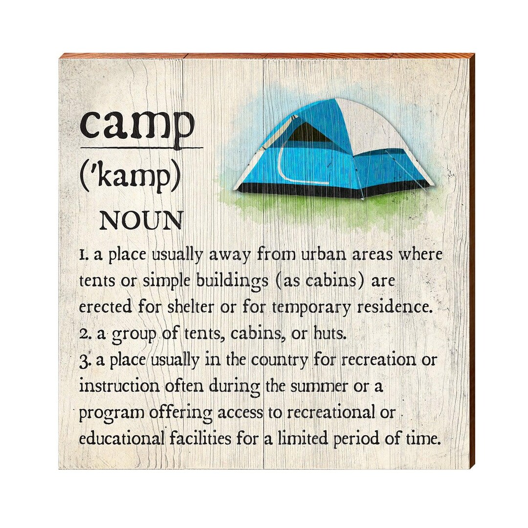 Camp Definition Wooden Sign | Wall Art Print on Real Wood | Lodge Cabin ...