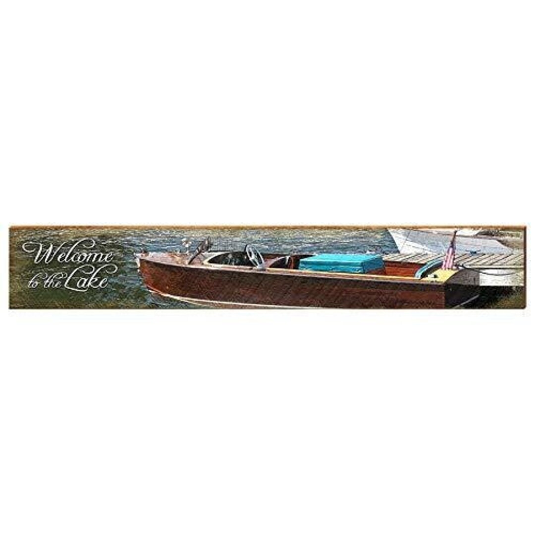 Welcome Vintage Boat Home Decor Art Print on Real Wood 9.5x60 Title ...