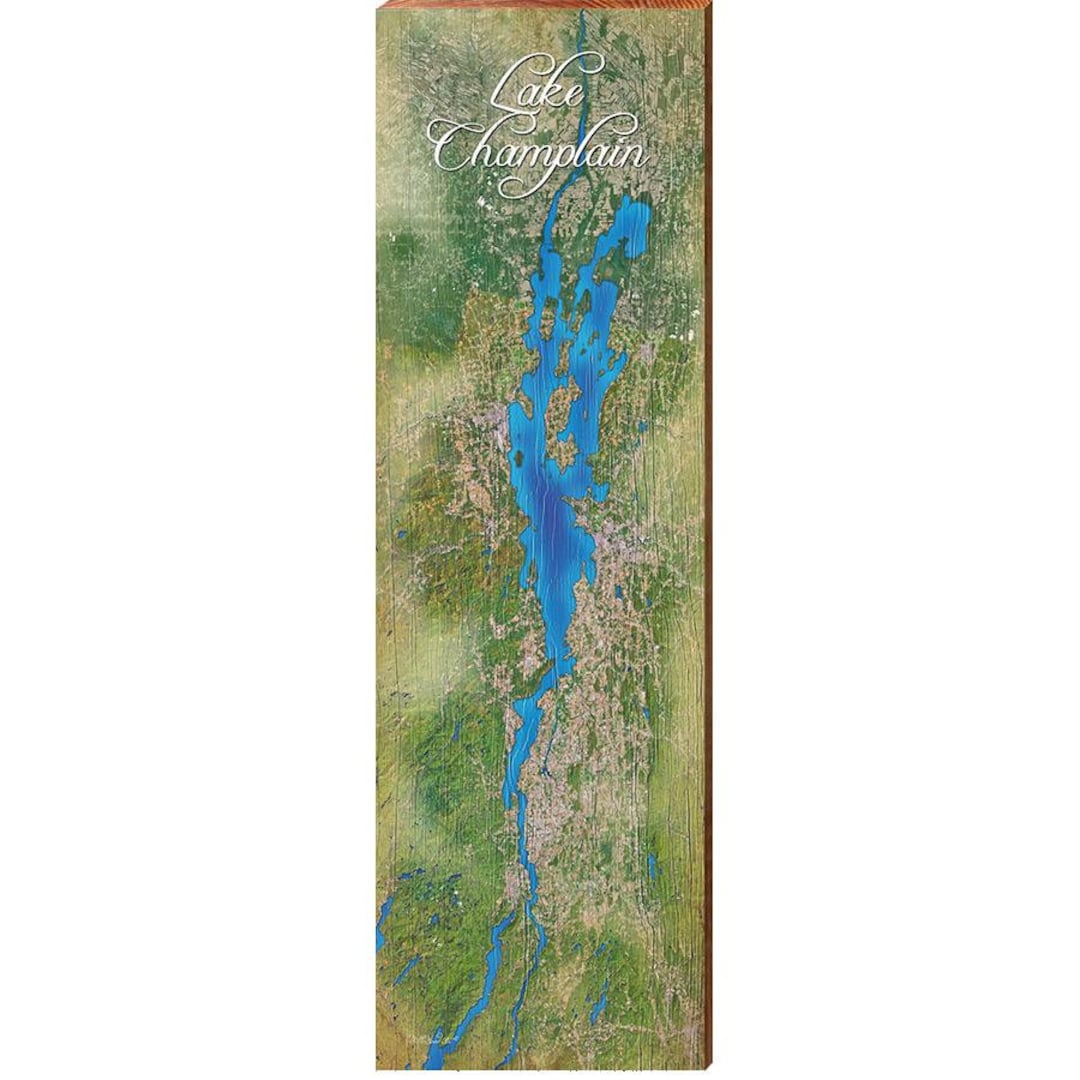 Lake Champlain Map Home Decor Art Print on Real Wood - Etsy