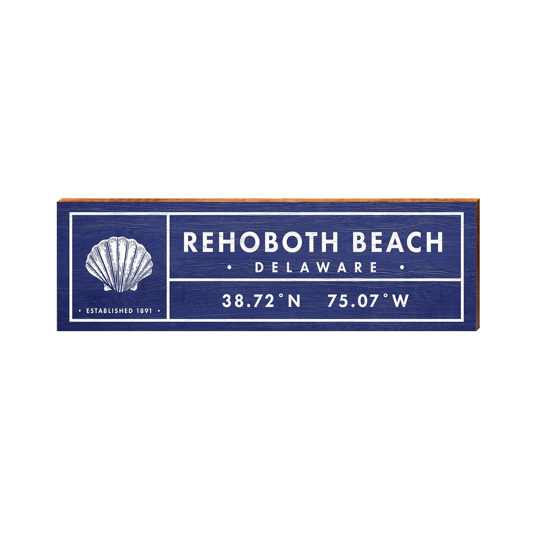 Rehoboth Beach, Delaware Wooden Navy Welcome Sign W/ Shell | Wall Art ...