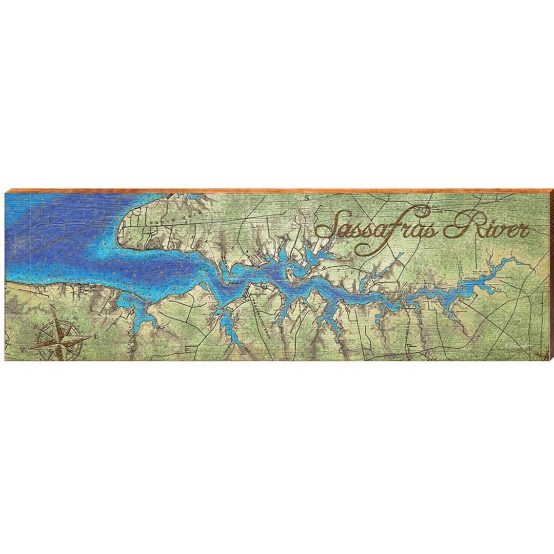Sassafras River Map Home Decor Art Print on Real Wood - Etsy