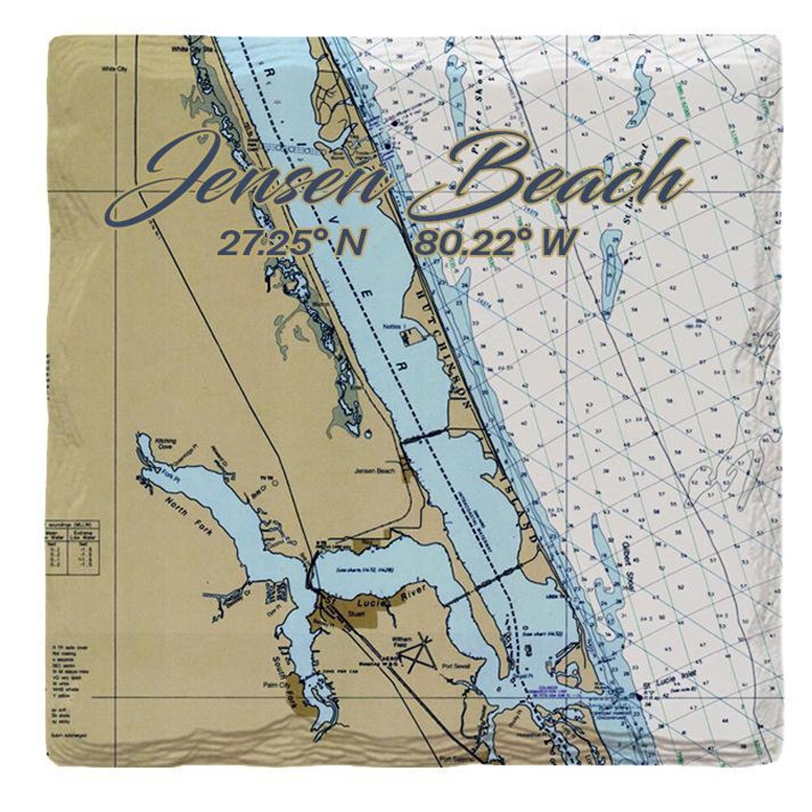 Jensen Beach Florida Map drink Coaster Set - Etsy