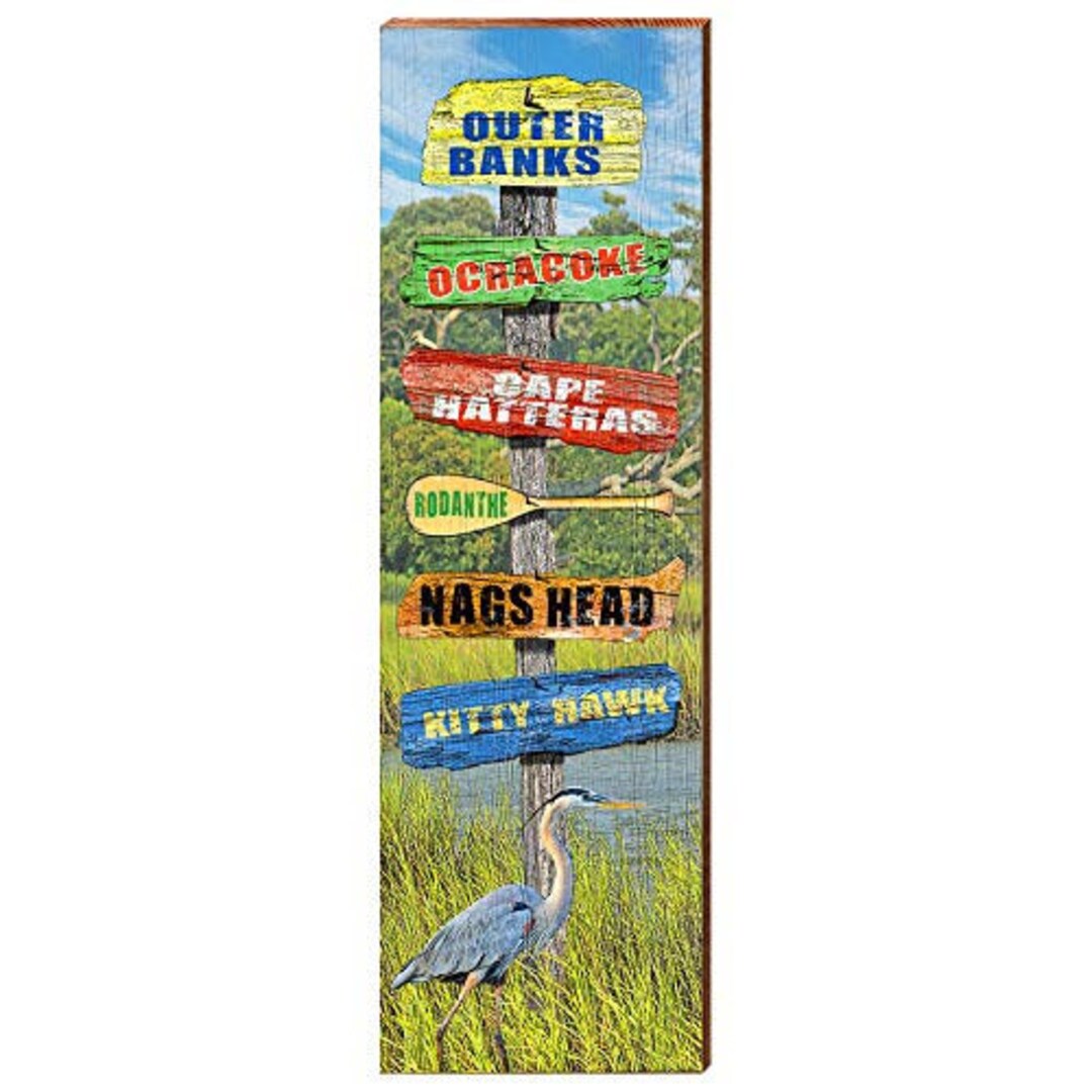 Outer Banks Marsh Directional Home Decor Art Print on Real Wood 9.5x30 ...