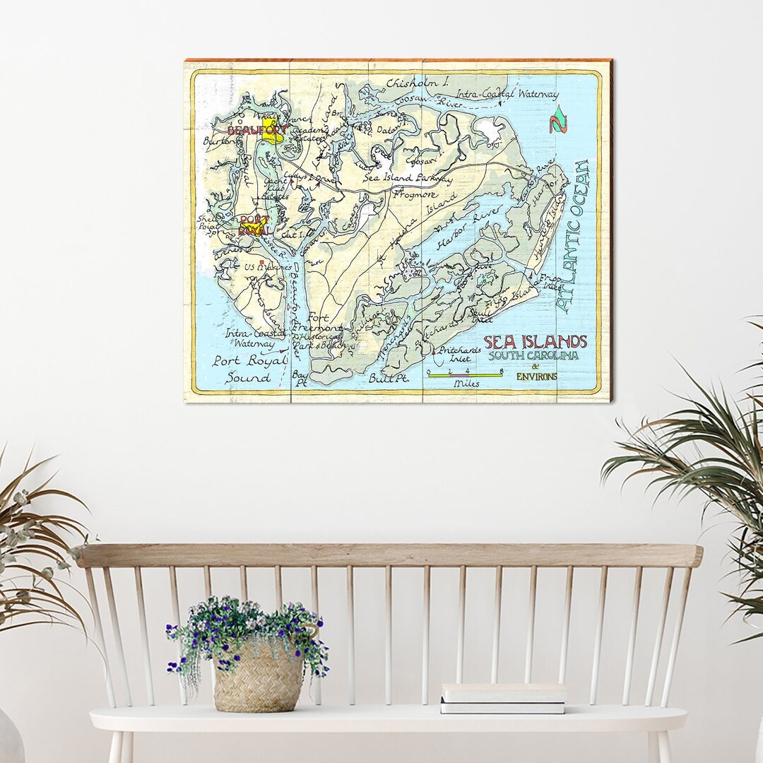 Howard Handlen's Sea Islands, South Carolina Classical Map Wall Art ...