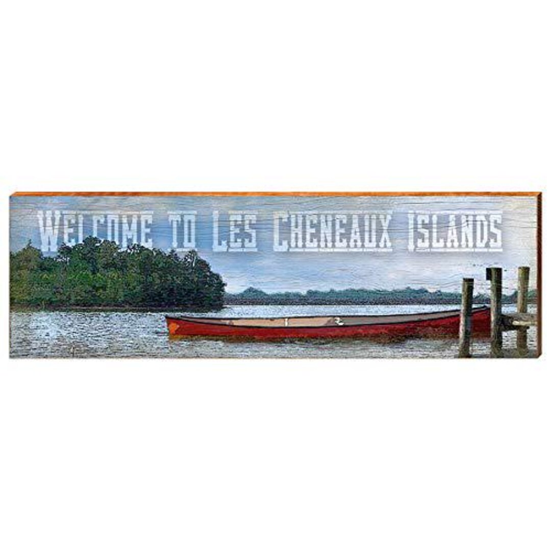 Wecome to Les Cheneaux Island Scenic Red Canoe Home Decor Art Print on ...