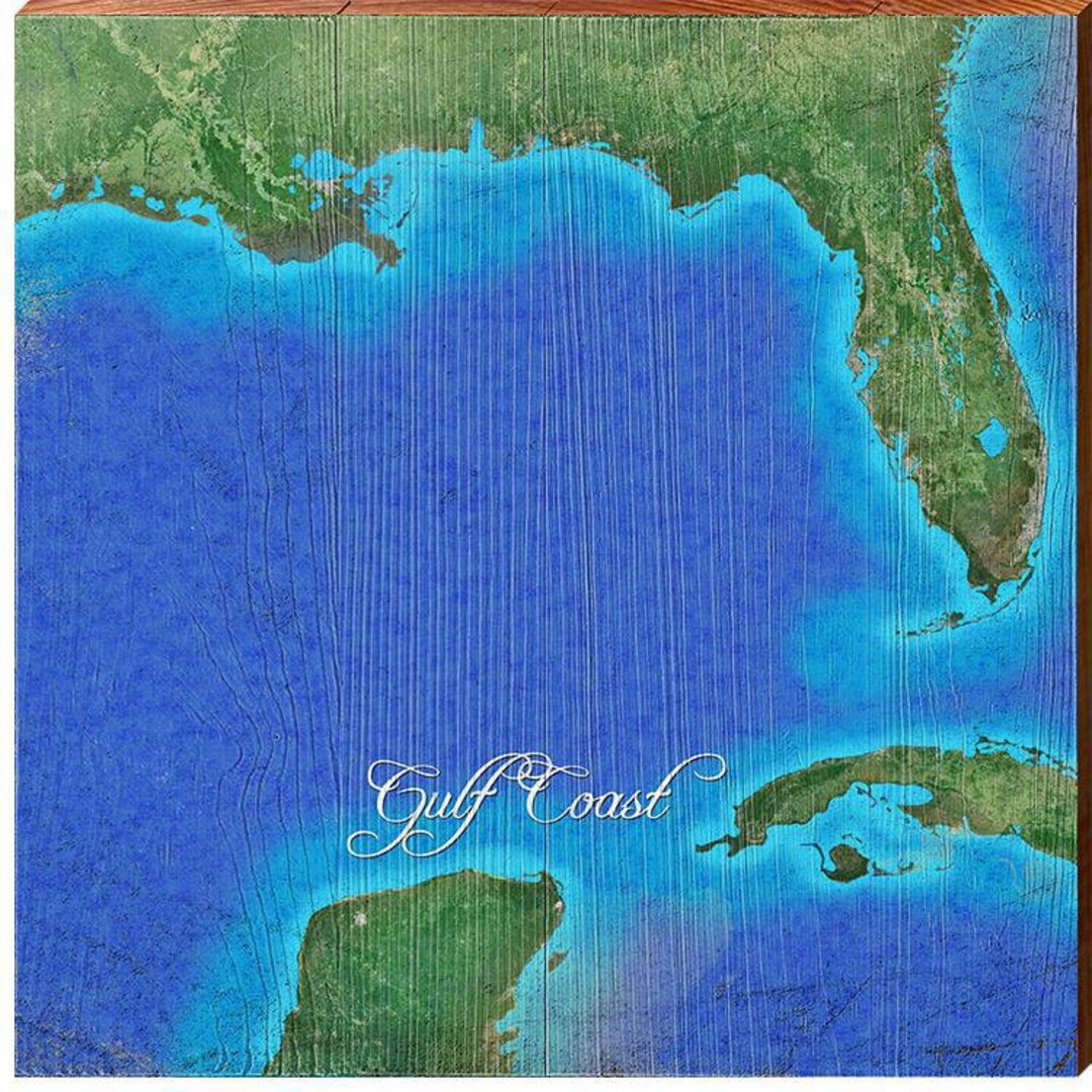 Gulf Coast Map Home Decor Art Print on Real Wood 18x18 - Etsy