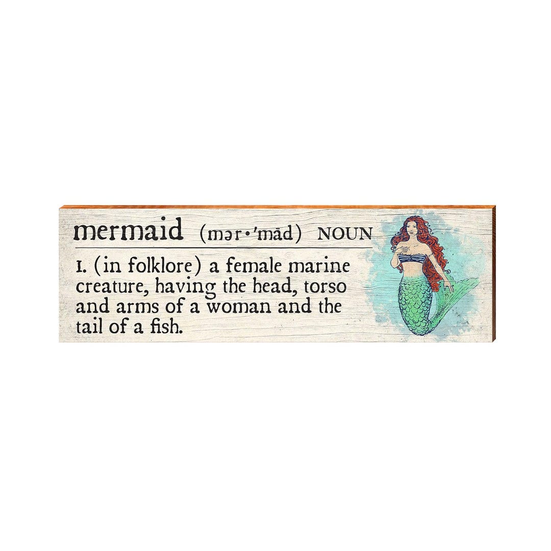 Mermaid Definition Wooden Sign | Wall Art Print on Real Wood | Coastal ...
