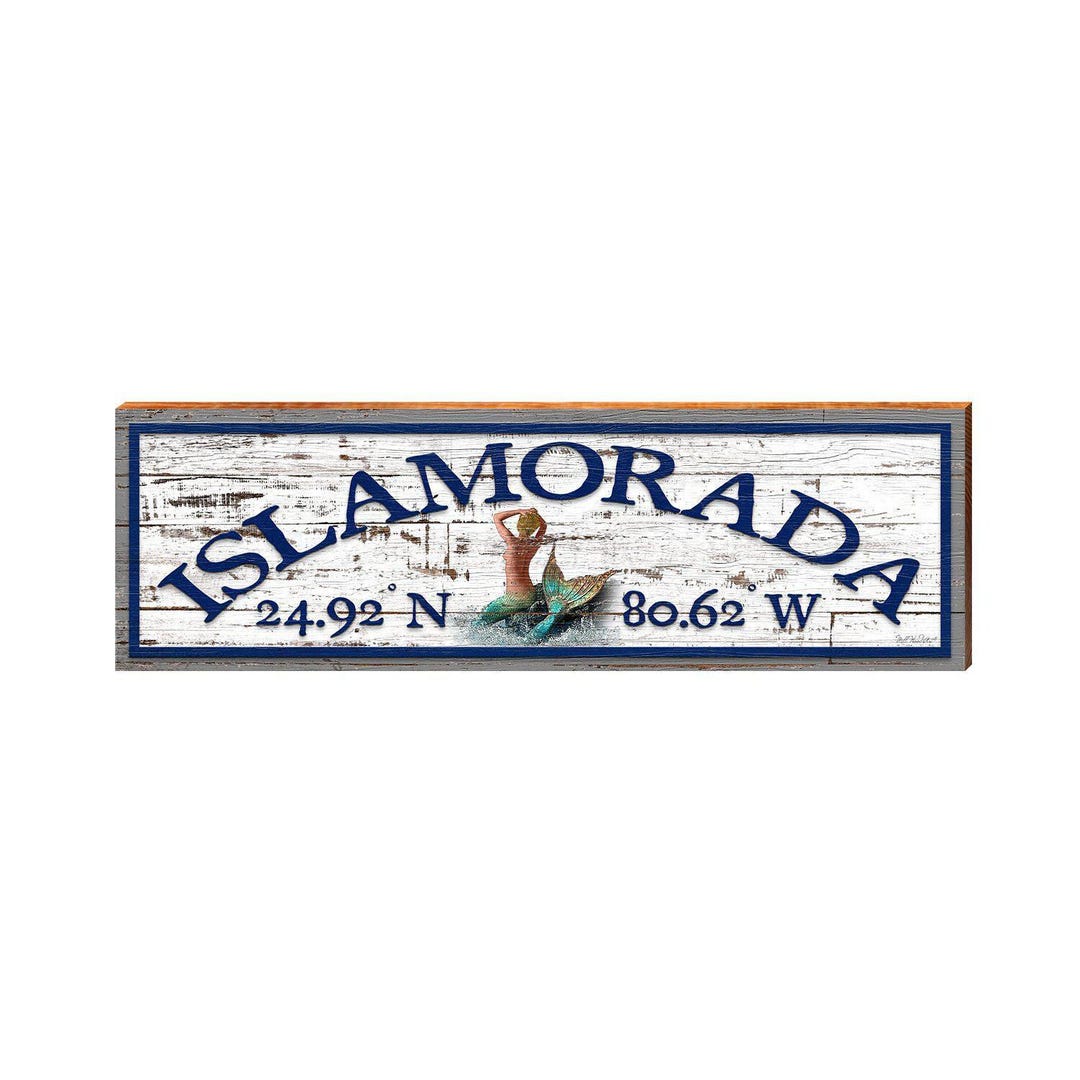 Islamorada Mermaid Shabby Latitude Longitude | Wall Art Print on Real ...