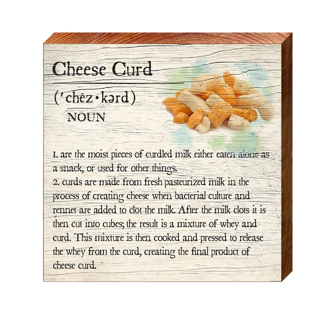 Cheese Curd Definition Wooden Sign | Wall Art Print on Real Wood | Home ...