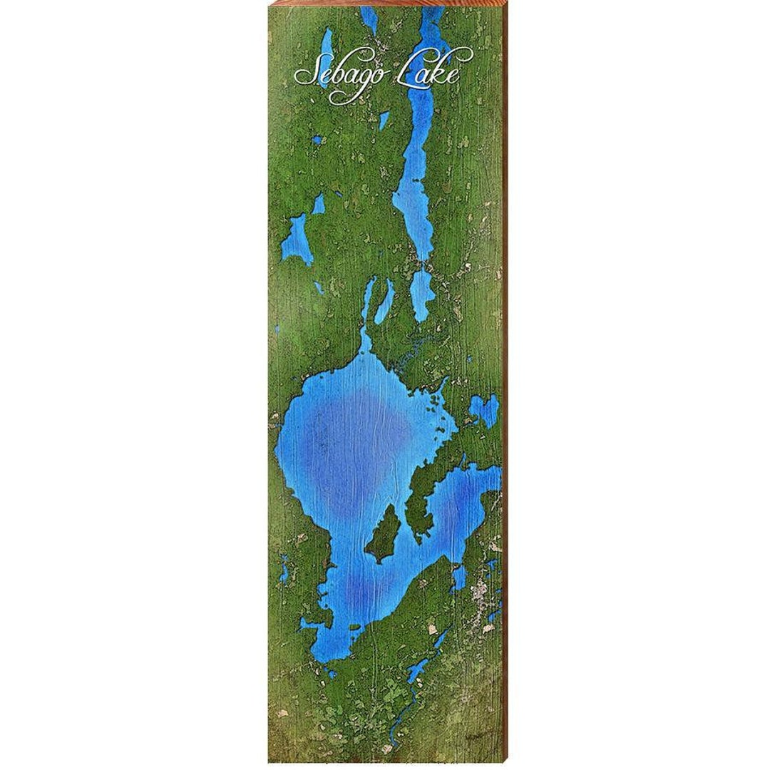Sebago Lake Map Home Decor Art Print on Real Wood 9.5x30 - Etsy