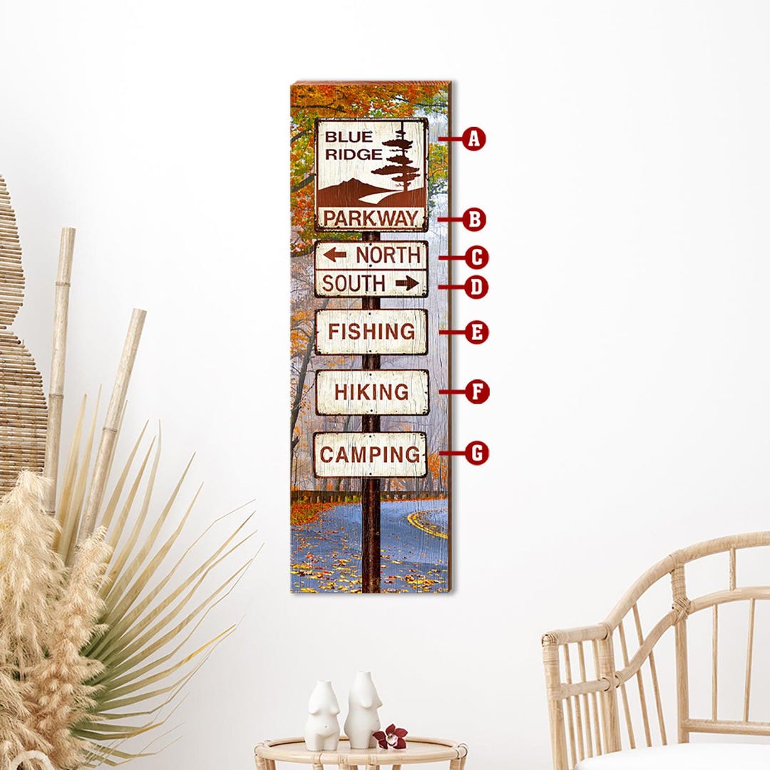 Personalized Mountain Directional Wood Sign | Wall Art Print on Real ...