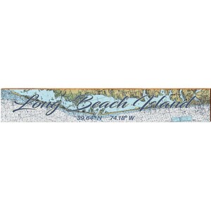 Long Beach Island, New Jersey Map Latitude Longitude Wooden Sign | Wall ...