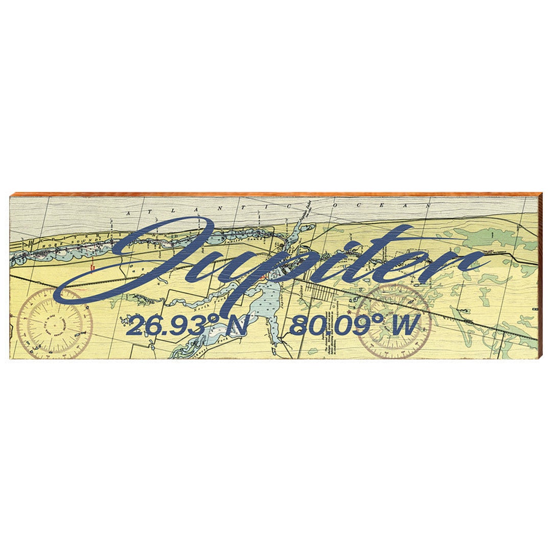 Jupiter, Florida Latitude Longitude Map Wooden Sign Wall Art Print on ...