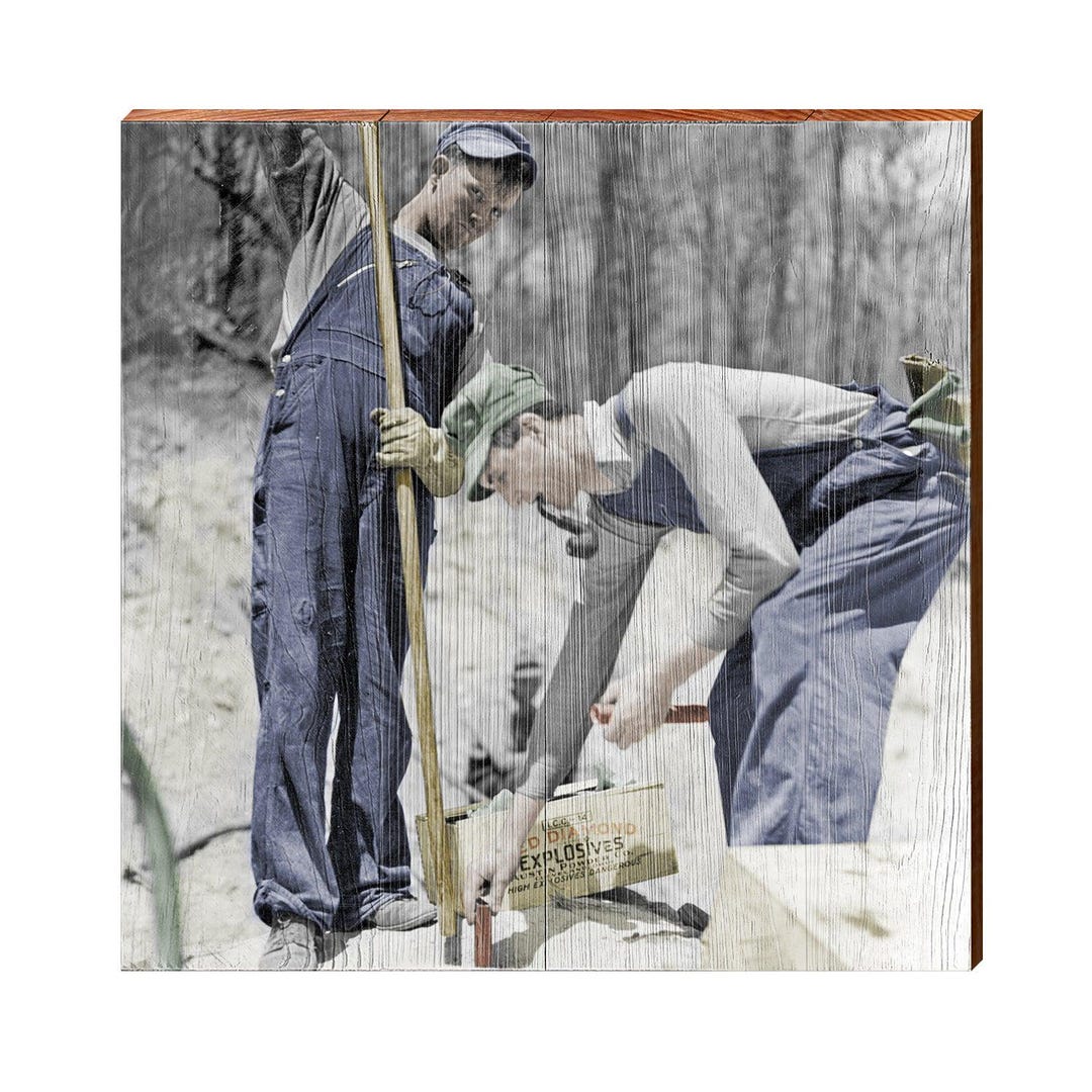 Old Explosive Workers Sign Real Art Print on Wood - Etsy