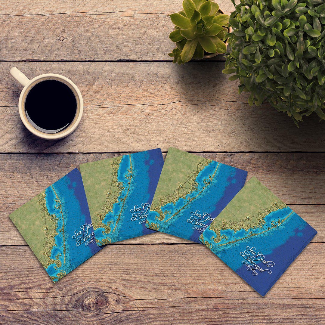 Sea Girt to Barnegat, New Jersey Map |drink Coaster Set - Etsy