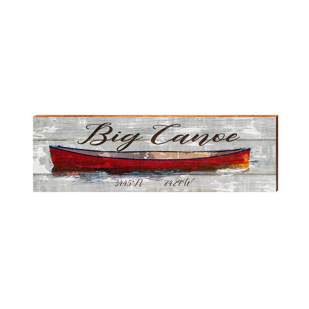Big Canoe Red Canoe Grey Latitude Longitude | Wall Art Print on Real ...