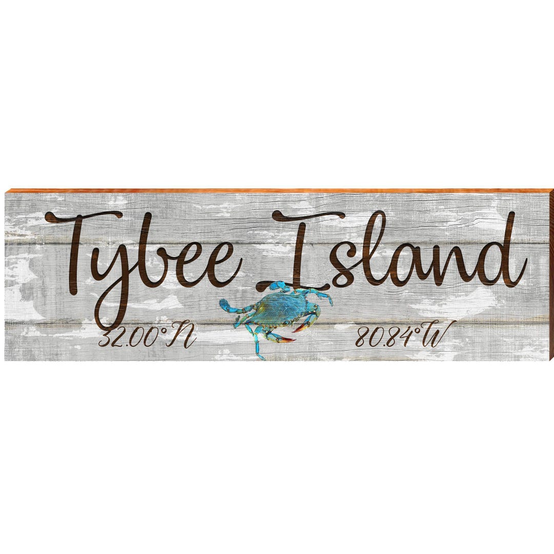 Tybee Island, Georgia Blue Crab Latitude Longitude Wooden Sign Wall Art ...