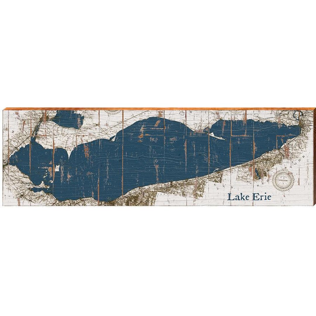 Lake Erie Map Great Lakes Wooden Sign Wall Art Print on Real - Etsy
