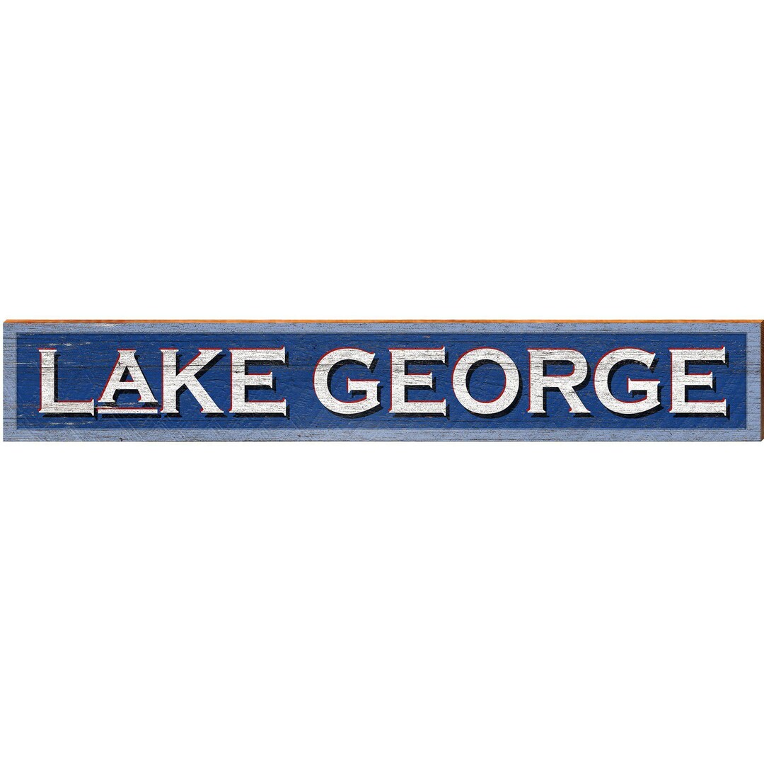 Lake George Blue Sign | Wall Art Print on Real Wood - Etsy