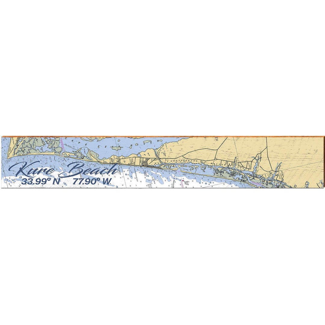 Kure Beach NOAA Chart Map | Wall Art Print on Real Wood - Etsy