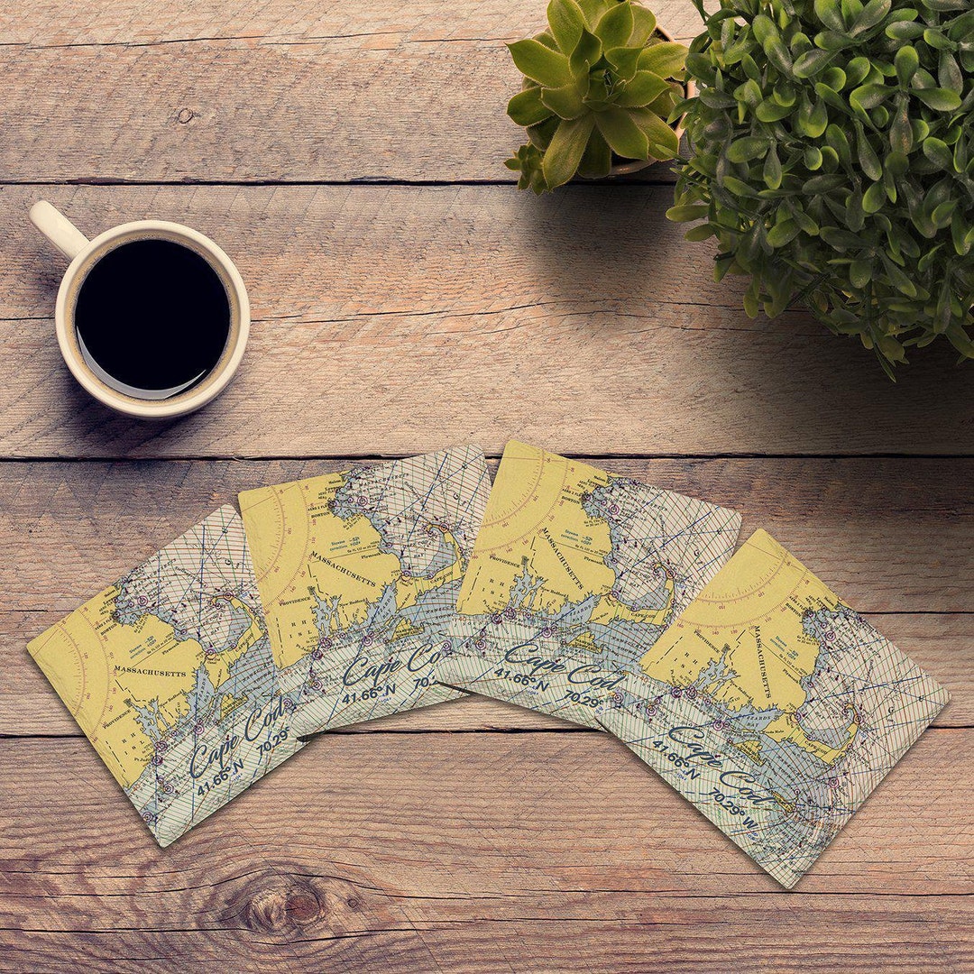 Cape Cod Map Drink Coaster Set - Etsy