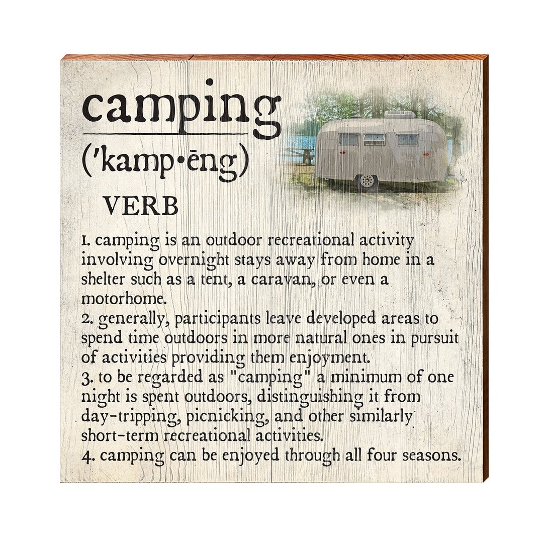 Camping Definition Wooden Sign Wall Art Print on Real Wood Lake House ...