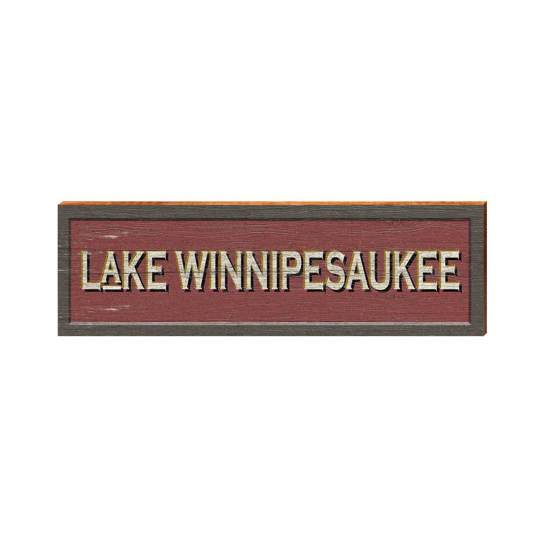 Lake Winnipesaukee Red Sign Wall Art Print on Real Wood - Etsy