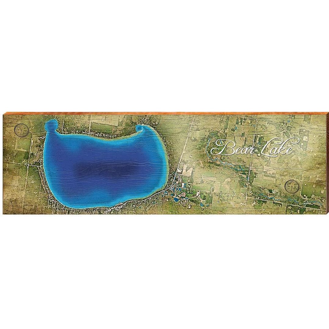 Bear Lake Map Wooden Sign | Wall Art Print on Real Wood - Etsy