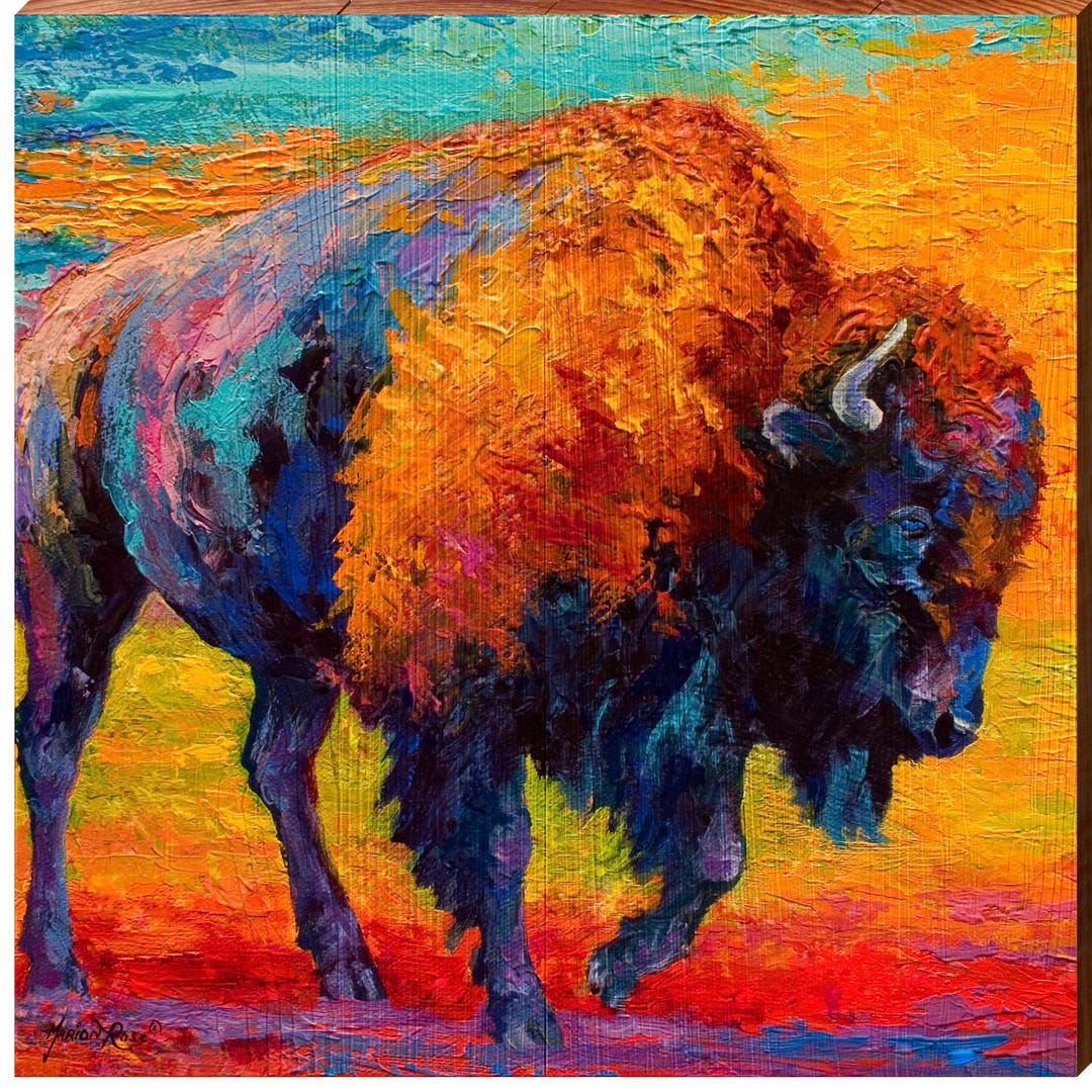 Colorful Buffalo Wooden Sign Wall Art Print on Real Wood - Etsy