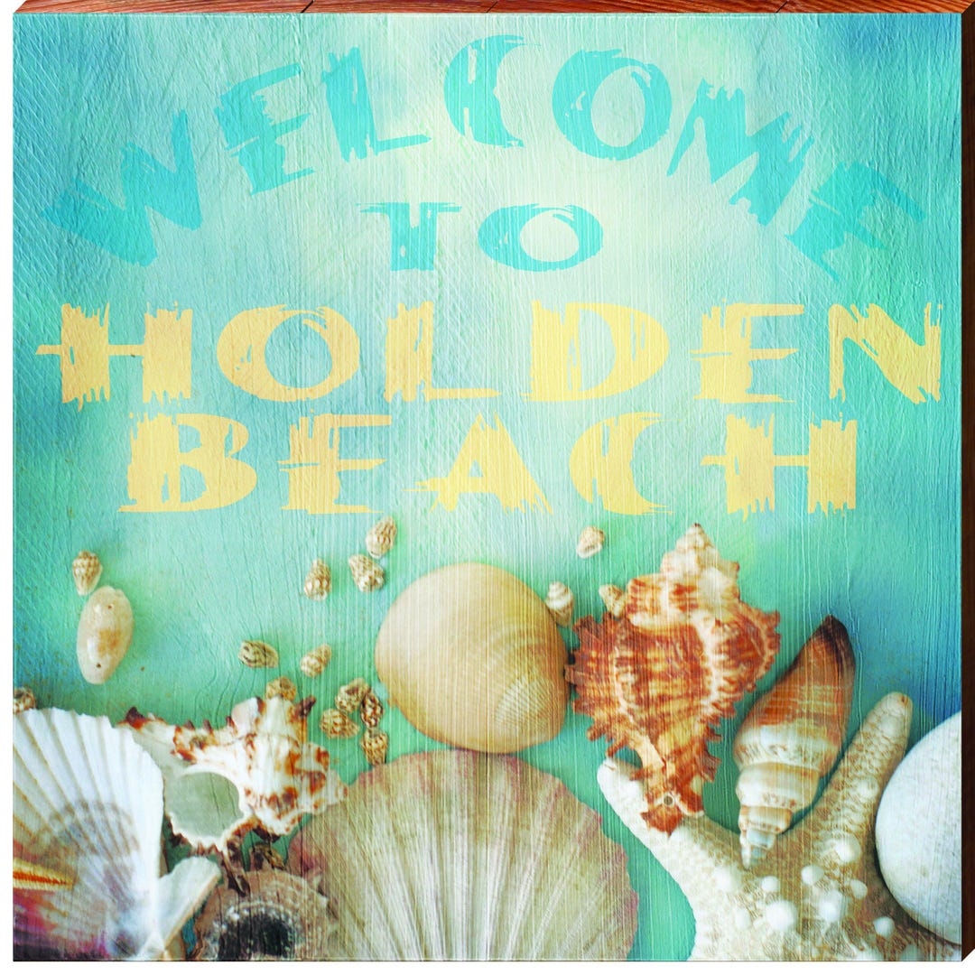 Welcome to Holden Beach Sea Shells Wall Art Print on Real Wood - Etsy