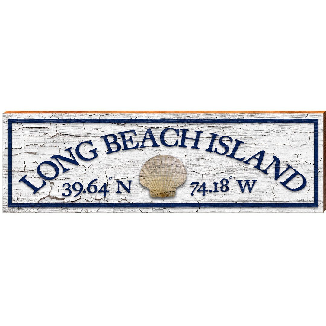 Long Beach Island Sea Shell White Latitude Longitude | Wall Art Print ...
