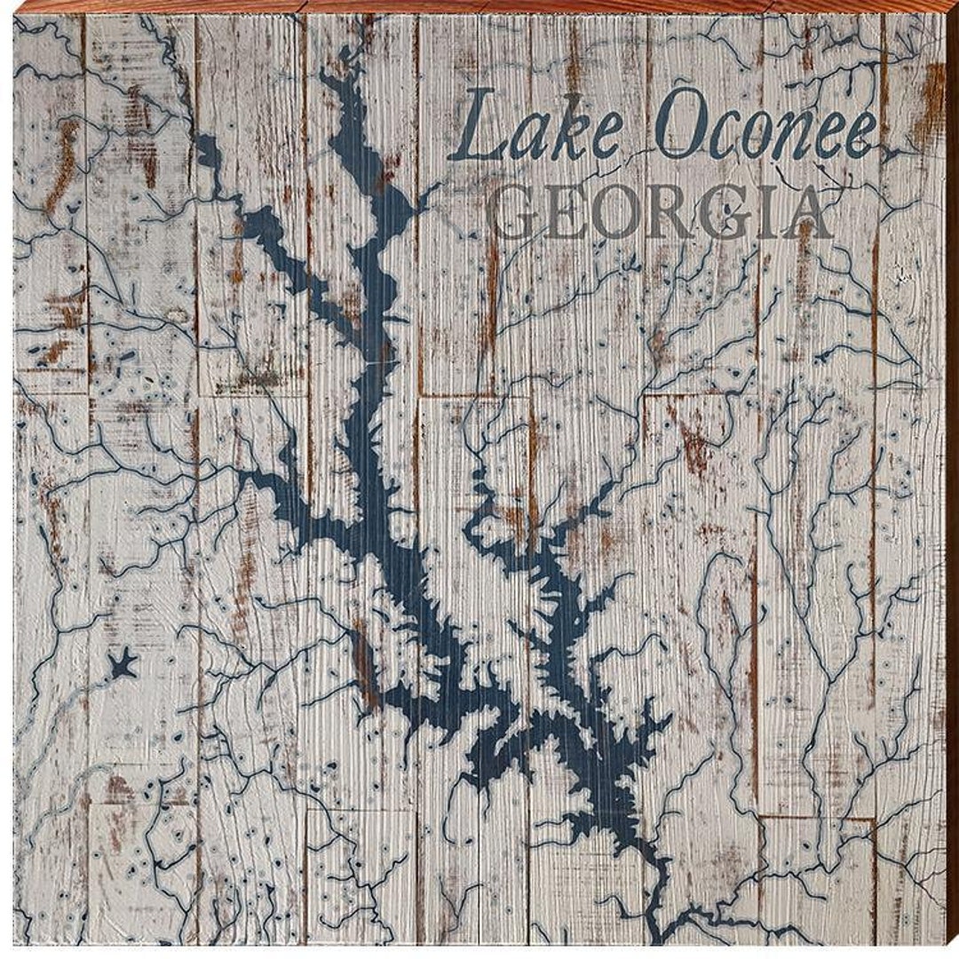 Lake Oconee, Georgia Map Wooden Sign Wood Wall Art Print - Etsy