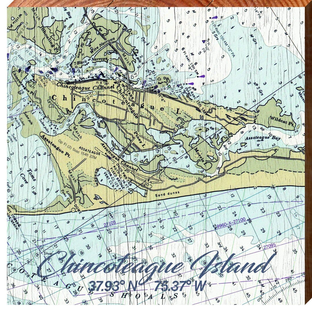 Chincoteague Island, Virginia Map | Wall Art Map Print on Real Wood - Etsy